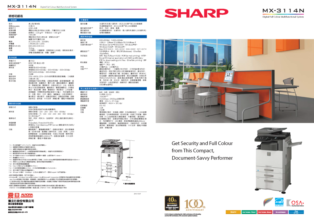 SHARP MX-3114 彩色影印機 - 好印科技有限公司｜台中影印機租賃、台中影印機出租
